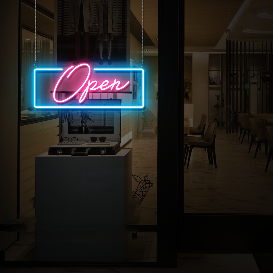 Framed LED Open Neon Sign for Retail Store – Orange Neon